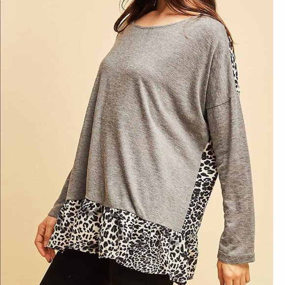 entro | Tops | Entro Leopard Print Oversized Long Sleeve Top L | Poshmark